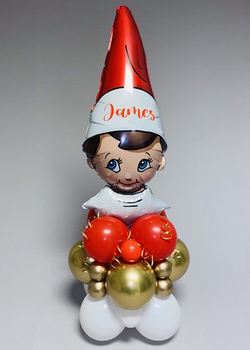 Personalised Christmas Naughty Elf Arrival Inflated Balloon Stack COMES ...