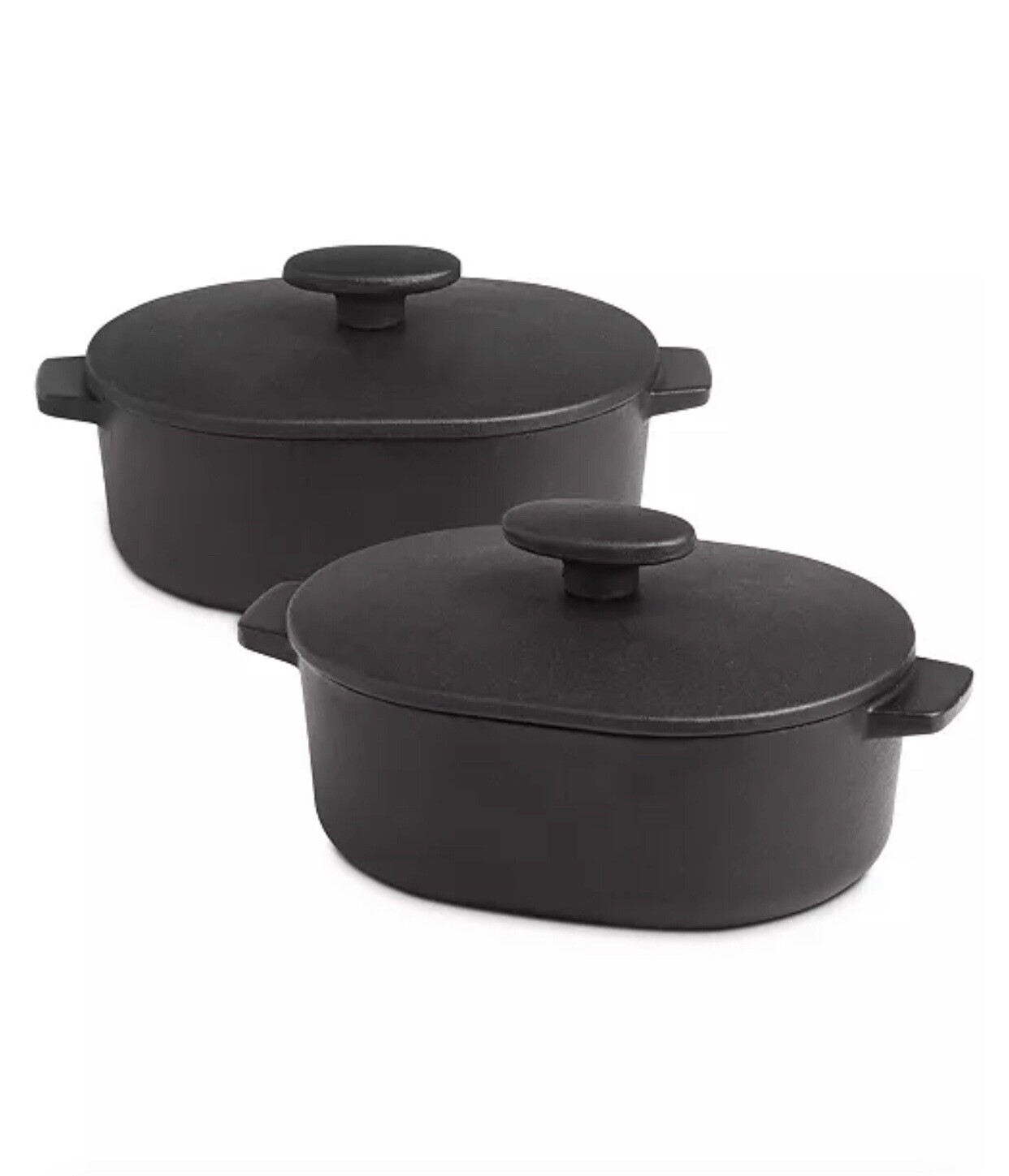 Set of 2 Enameled Cast Iron Oval Cocottes-hotel Collection Cookware ...