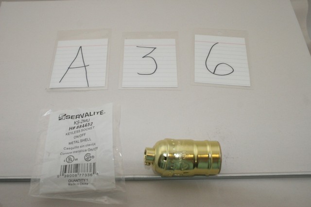 SERVALITE 75W Gold Brass Lamp Metal Shell Socket hillman 884452 KS-2MU ...