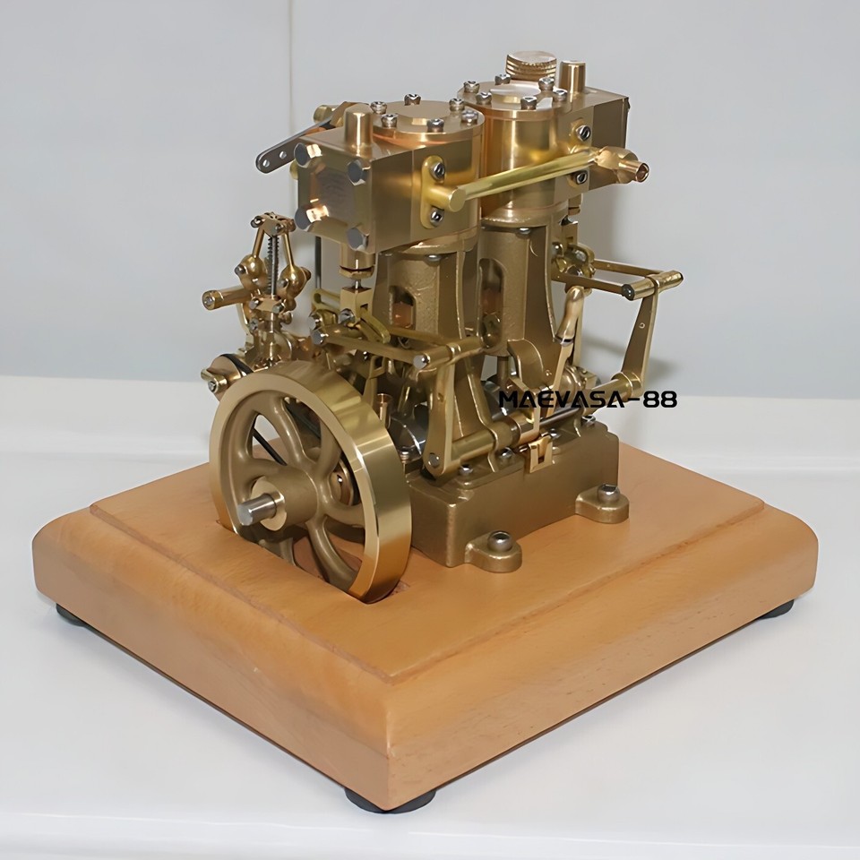 3.7CC Mini Retro Vertical Double-cylinder Steam Engine Model with Speed ...