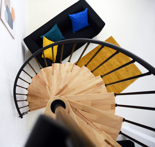 Indoor Spiral Staircase Kit Solid Beech Wood Step PVC Handrail to 3.09m ...