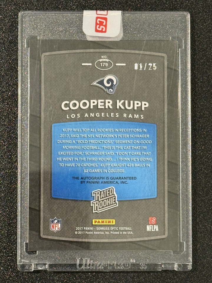 2017 Donruss Optic Football #179 Cooper Kupp #1/25 Auto Rated Rookie RC ...