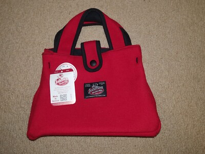 NWT Johnson Woolen Mills Red Wool Bitty Bag Purse Tote Hand Satchel 10 ...