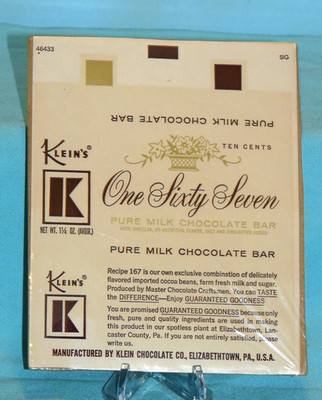 Klein's Chocolate Company," One Sixty Seven" Pure Milk Chocolate Bar 10 ...