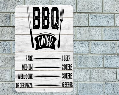 BBQ Timer Sign Aluminum Metal 8"x12" Funny Kitchen Barbeque Decor ...