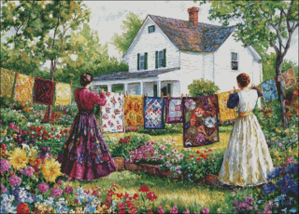Amish Quilts 1 - DIY Chart Counted Cross Stitch Patterns Needlework DMC ...