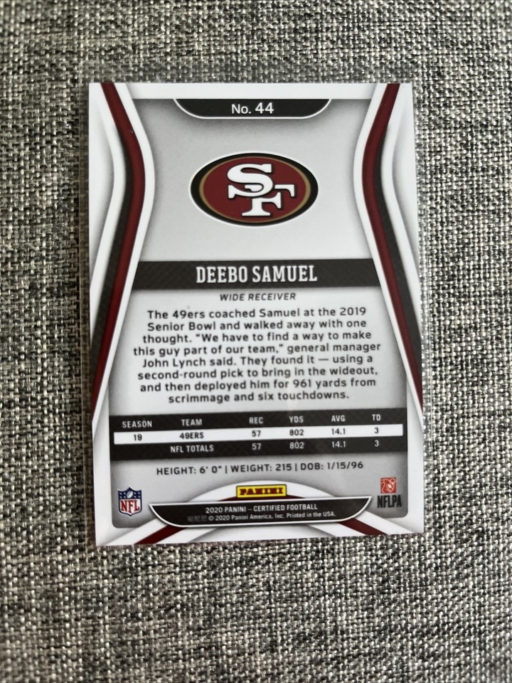 2020 Panini Certified Deebo Samuel San Francisco 49ers #44 - Teal ...