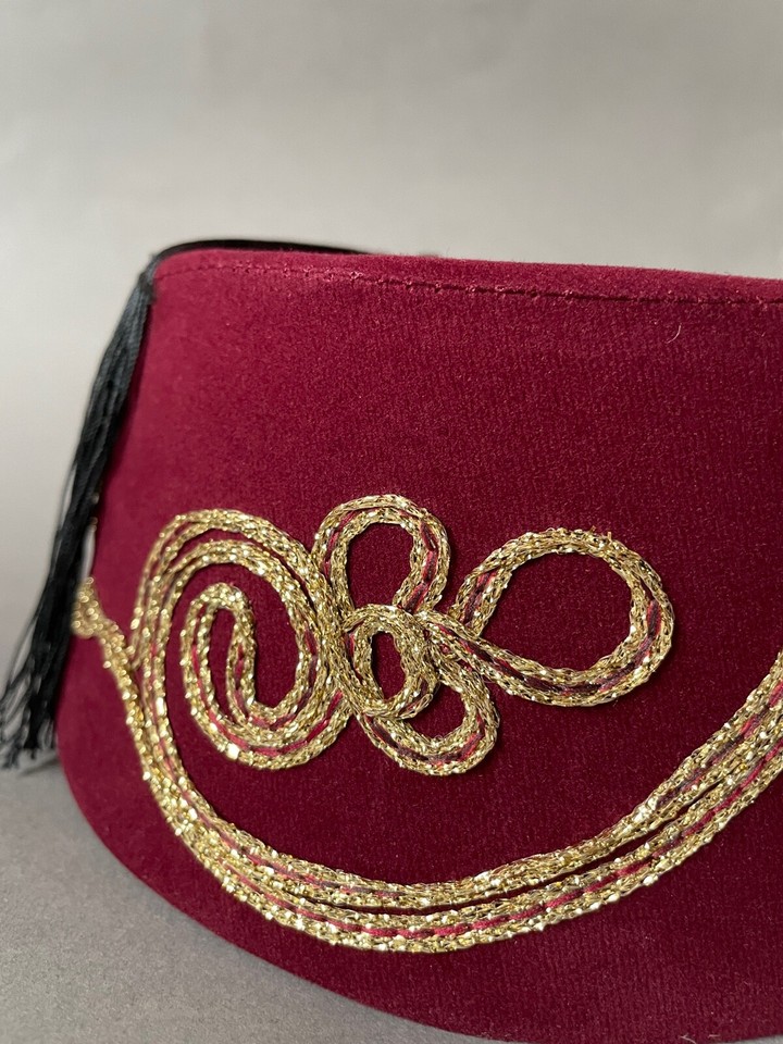 Burgundy Fez Hat, Genuine & Authentic Turkish Fes, Ottoman Tarboosh w ...