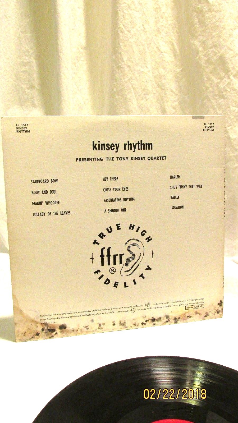Kinsey Rhythm The Tony Kinsey Quartet LP 33 Vinyl Record London LL 1517 ...