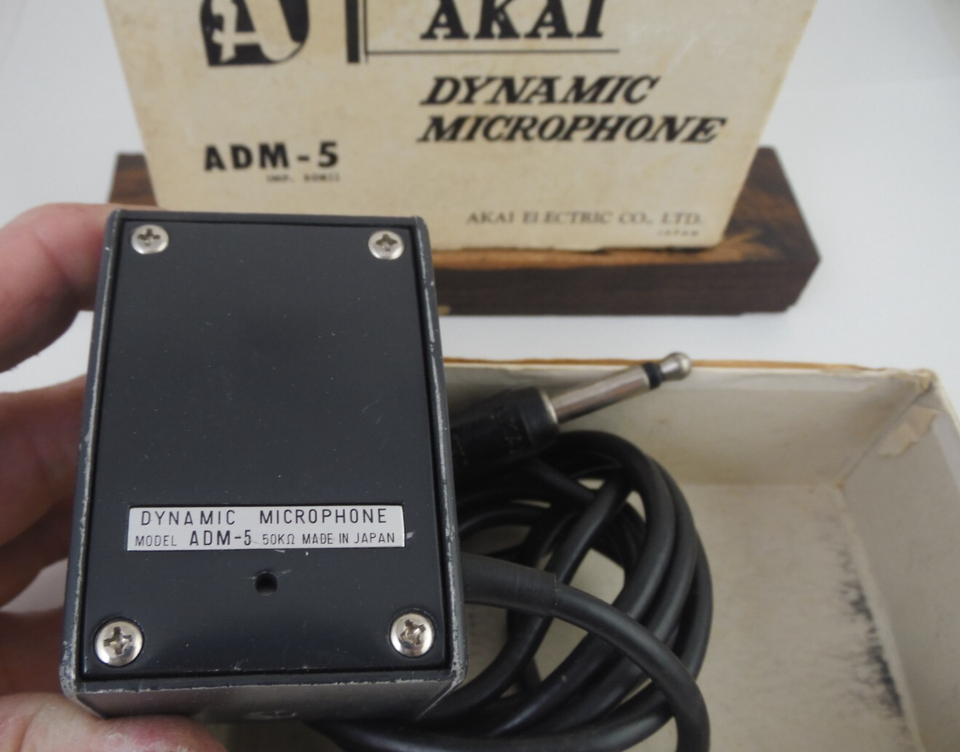 "Akai" ADM-5, Dynamic Microphone Vintage '60's w/box Reel to Reel Japan ...