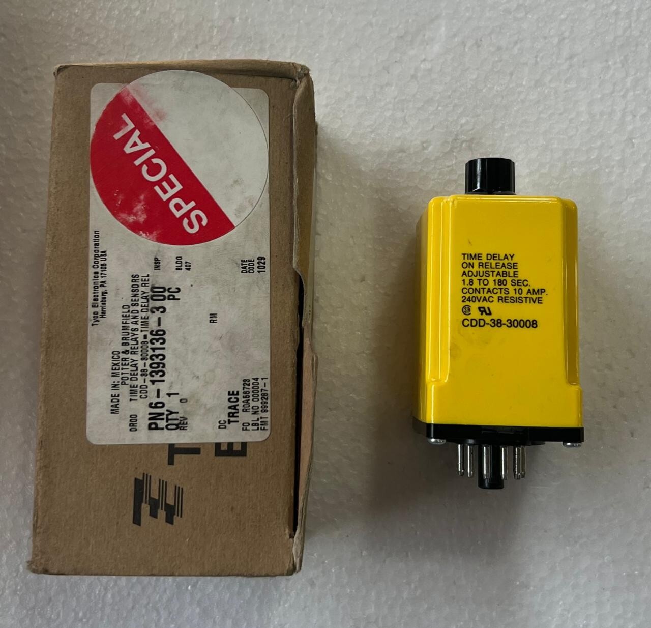 Tyco Potter & Brumfield Cdd-38-30008 Time-delay Relay Pn6-1393136-300 ...