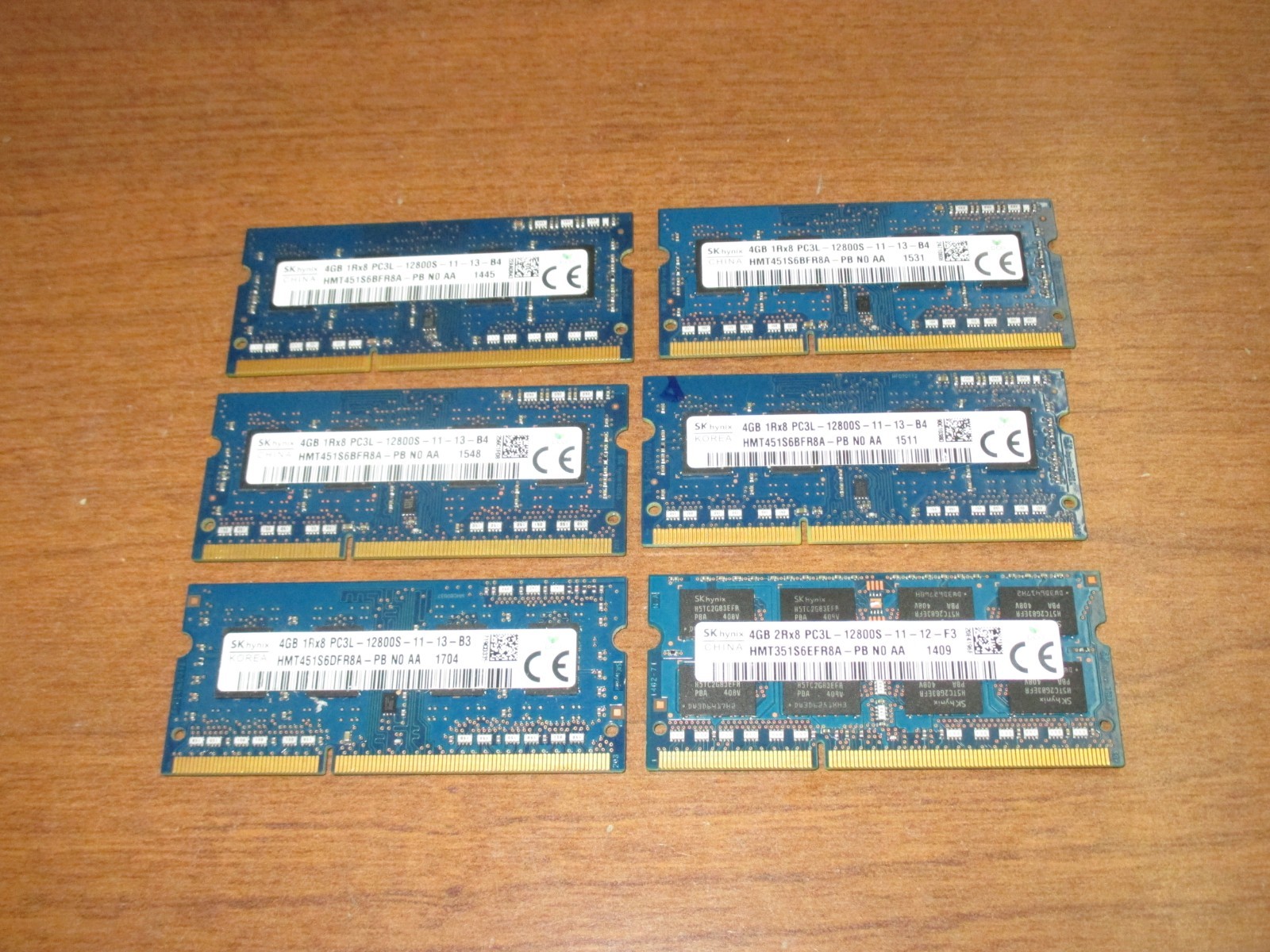 LOT OF 6 ORIGINAL!! SK HYNIX 4GB PC3L-12800S DDR3 RAM MEMORY STICKS ...