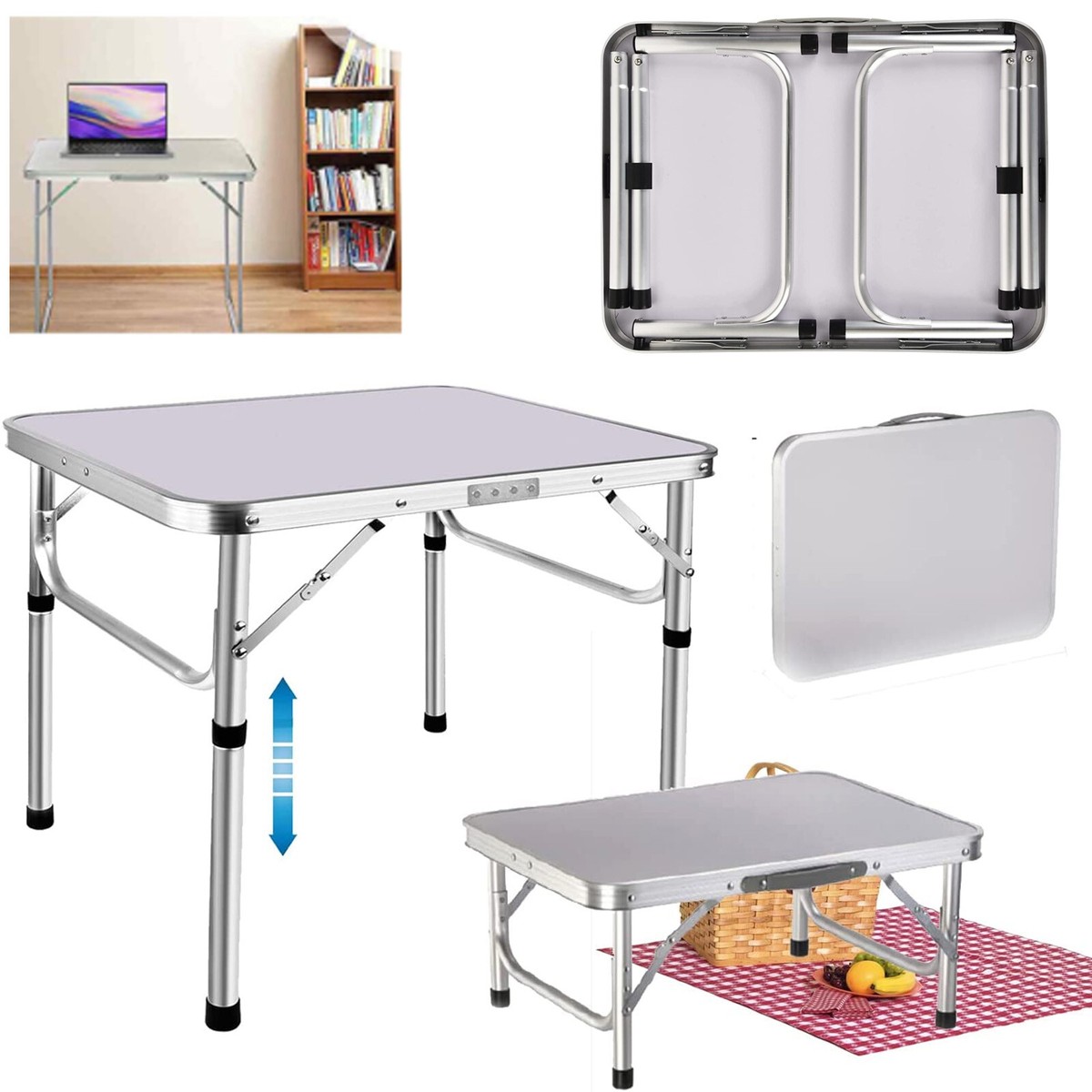 High Small Folding Table PHIVILLA Folding Round Side Table Glass Metal