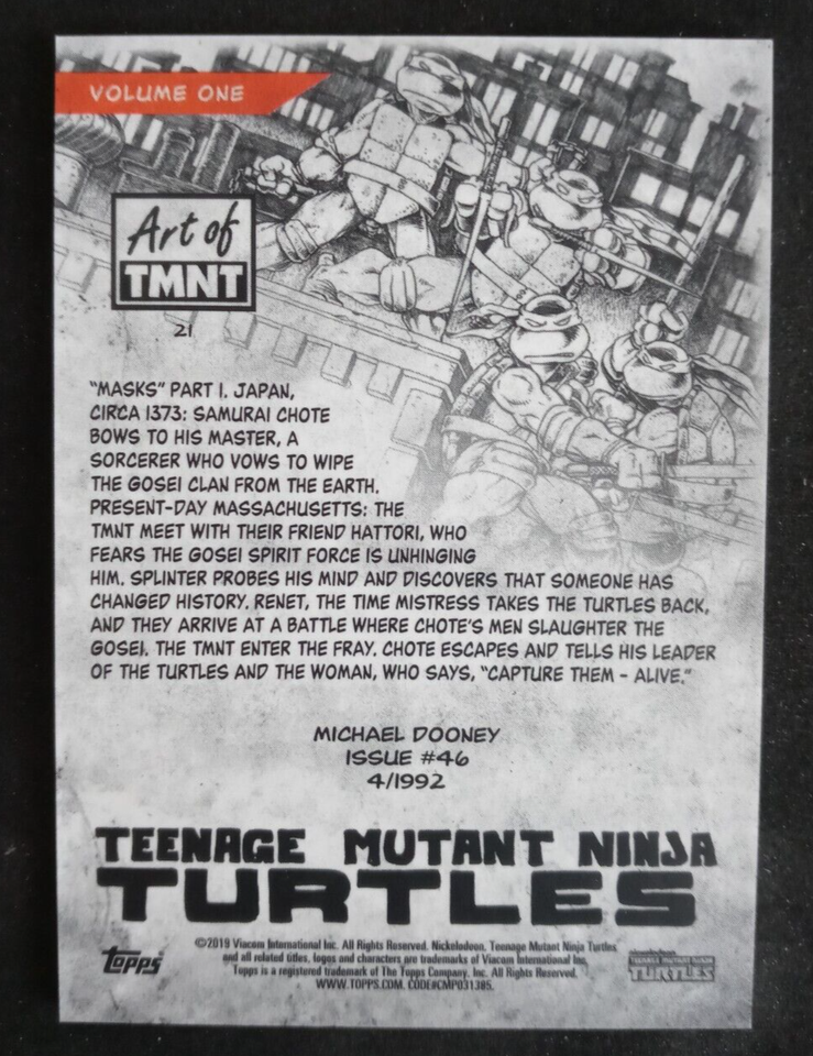 2019 Topps Art Of Teenage Mutant Ninja Turtles TMNT #21 | eBay