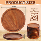 20 Set Acacia Wood Dinner Plates round Wooden Charger Plates 6 Inch ...