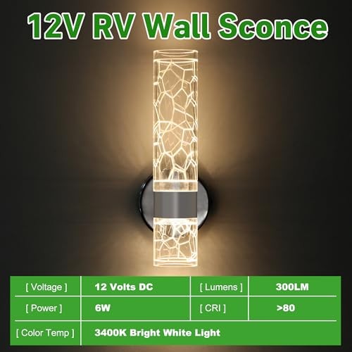 LED 12V RV Wall Sconce with Switch, Decorative Wall Mounted RV Reading ...