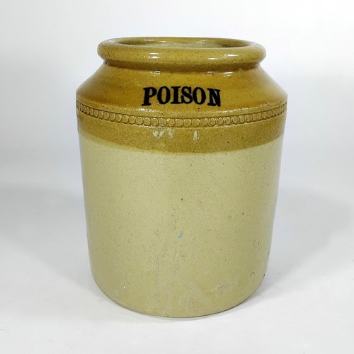 Antique Stoneware Poison Jar c1900s Apothecary Bottle Crock Glazed Pot ...