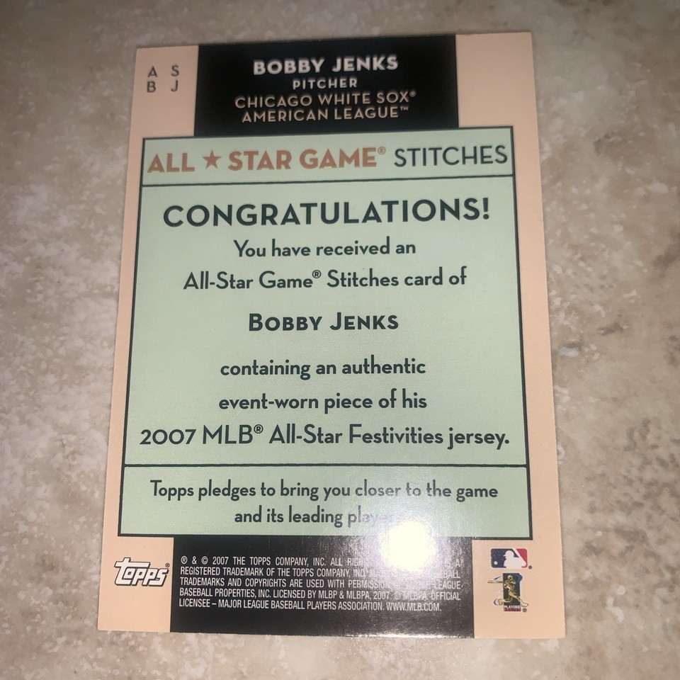 Bobby Jenks 2007 Topps All Star Stitches Jersey #ASBJ - Chicago | eBay