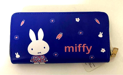 Miffy Long Wallet Blue Zip Around Synthetic Leather Card Slots Coin ...