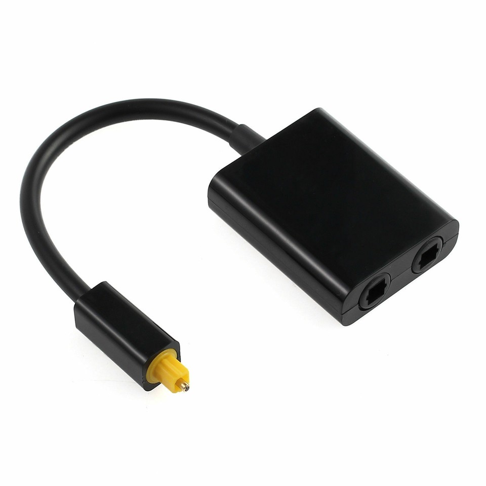 Dual Port Toslink Digital Optical Adapter Splitter Fiber Audio Cable 1 ...