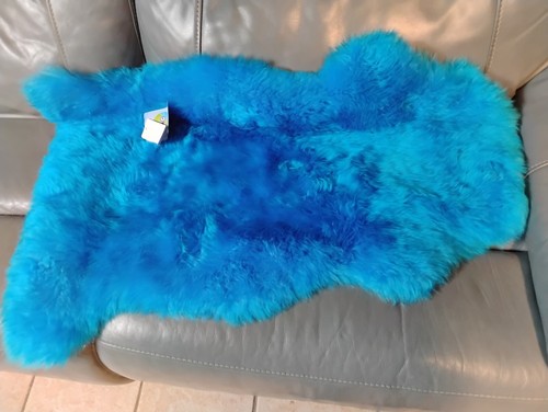 REAL SHEEPSKIN RUG / Soft & Warm / lambswool / Solid Color Turquoise 2 ...