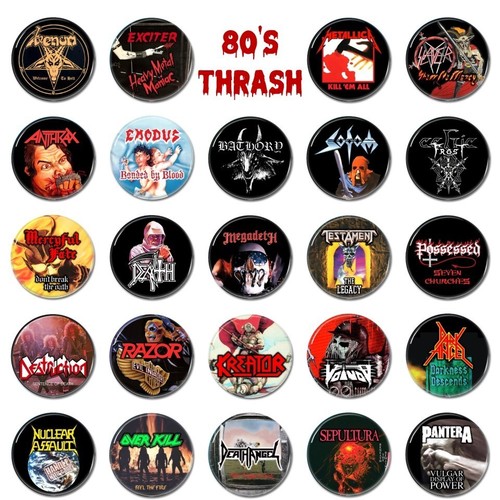 80's 90's Thrash Metal Buttons / Pins Set-of-24 - Metallica Slayer ...
