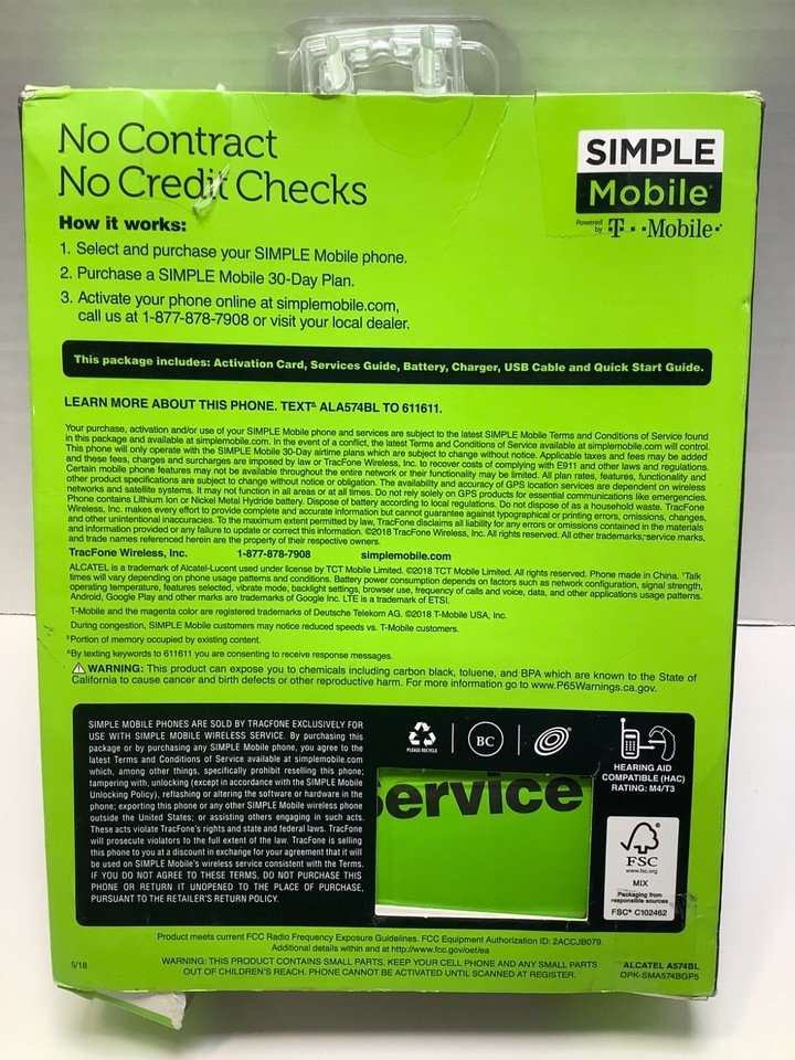 SIMPLE MOBILE BRAND NEW SEALED IN FACTORY BOX ALCATEL RAVEN 4G LTE ...