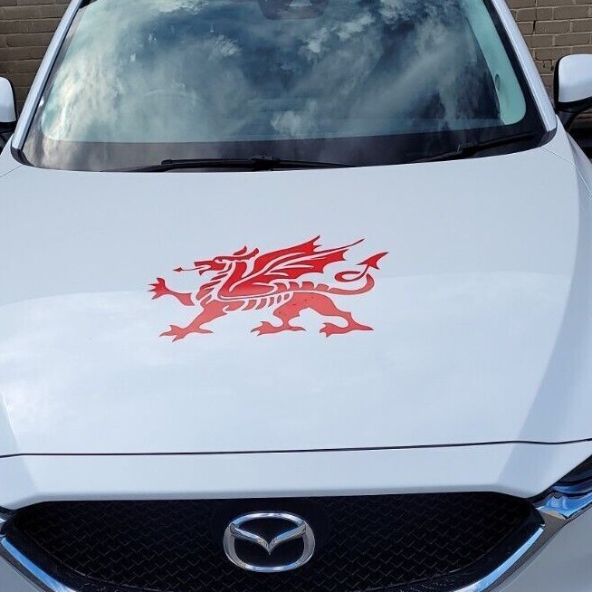 LARGE car van bonnet sticker red welsh dragon vinyl graphic decal side ...