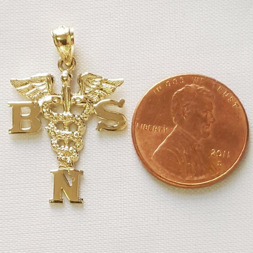 14k Yellow Gold BSN Bachelors Science Nursing Pendant / Charm, Made in ...