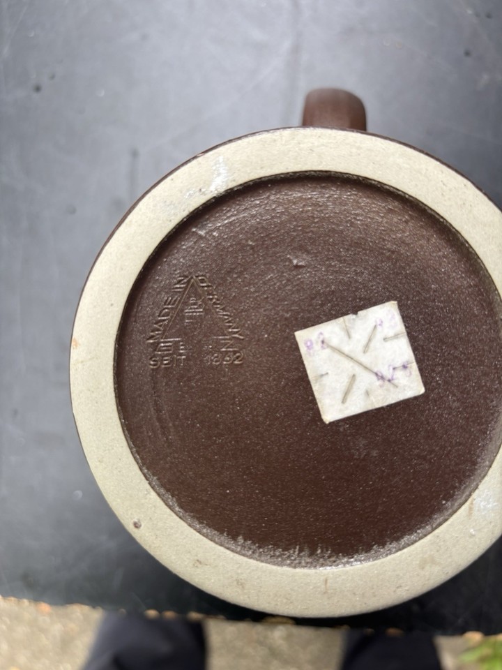 Vintage Gerz German Beer Stein Mug – Brown Stoneware, 1862 Mark, ~0.75L ...