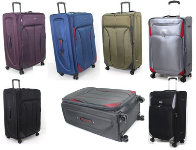 Large 28" Inch 8 Wheel Suitcase Soft Shell Luggage Case Lightweight ...