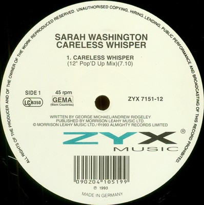 Sarah Washington, Careless Whisper, (12"), NM or M-, 3623268438 | eBay