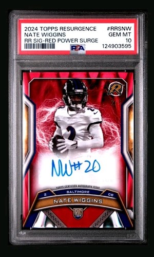 NATE WIGGINS 2024 TOPPS RESURGENCE RED POWER SURGE AUTO RC 2/5 RAVENS ...