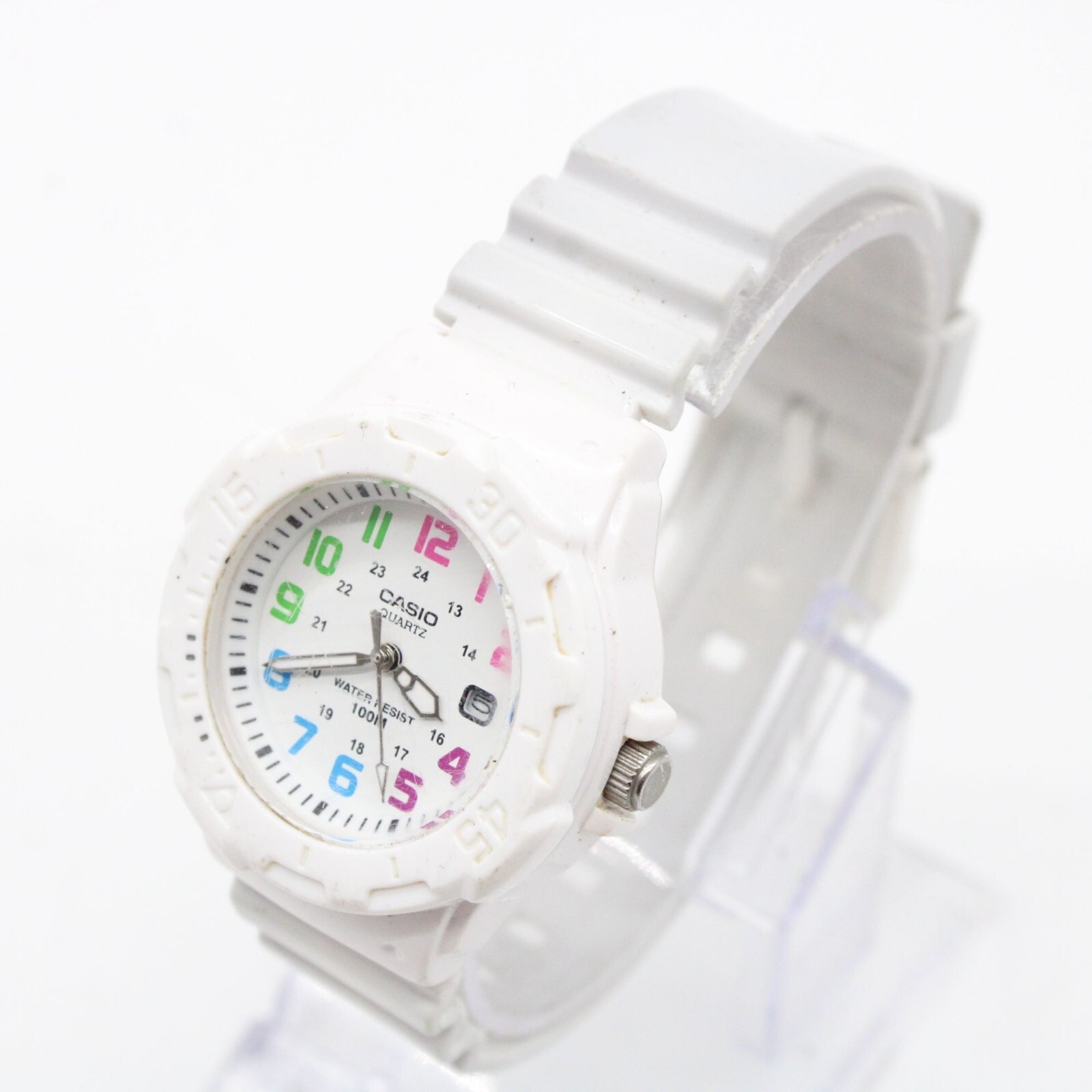 Casio Watch Womens White Tone Steel Classic White Rubber Band Big ...
