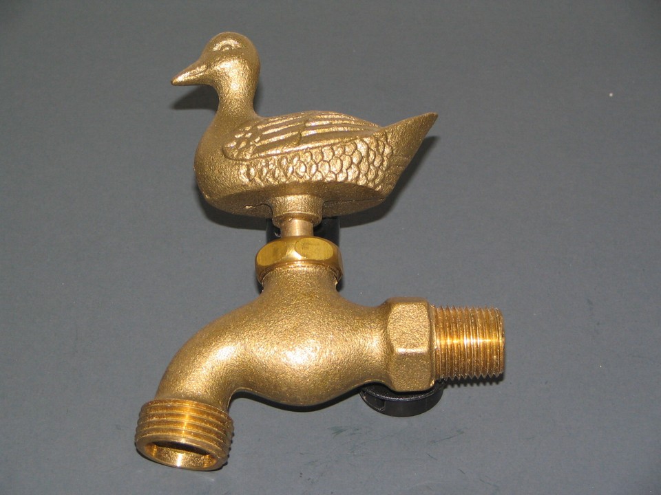 Solid Brass Duck Handle Outdoor Water Faucet - Duck Faces Left In Off ...