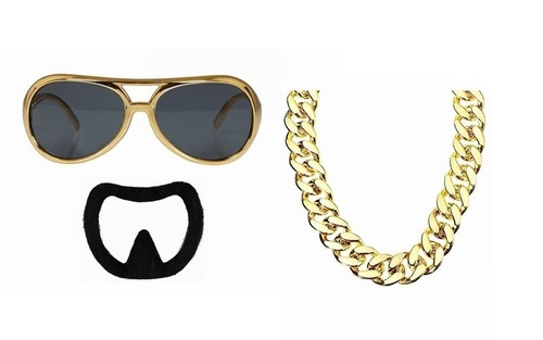 Ali G Gold Sunglasses Chain Fake Goatee Beard Black Stick On Facial ...