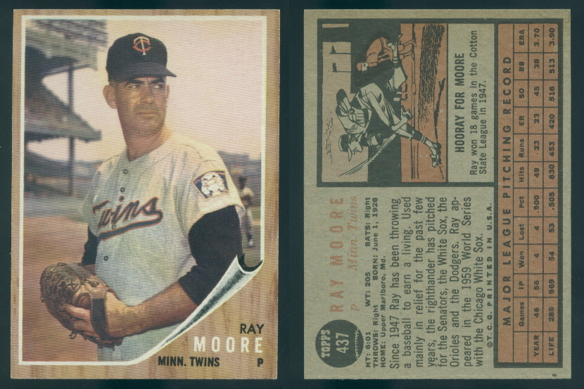 (44474) 1962 Topps 437 Ray Moore Twins-EM | eBay