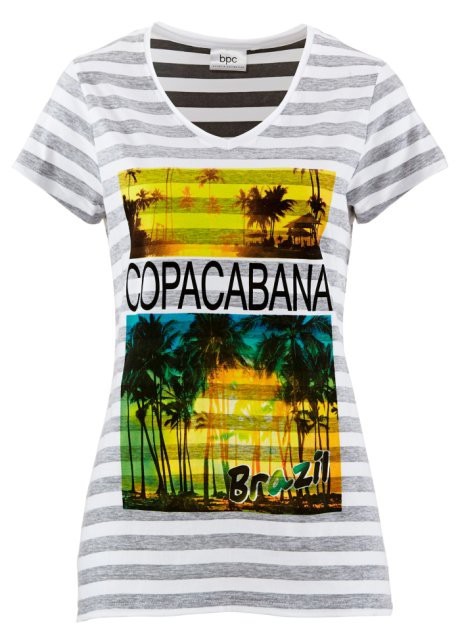 BPC Ladies Print Stripes Kurzarm Tunika Bluse Grey White 924139 | eBay