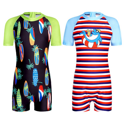 DE Jungen Badeanzug Schwimmen Bademode UPF 50+ Beachwear Back Zipper ...
