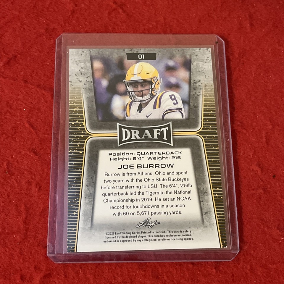 2020 Leaf Draft JOE BURROW Rookie RC Card #1 NM-MT LSU | eBay