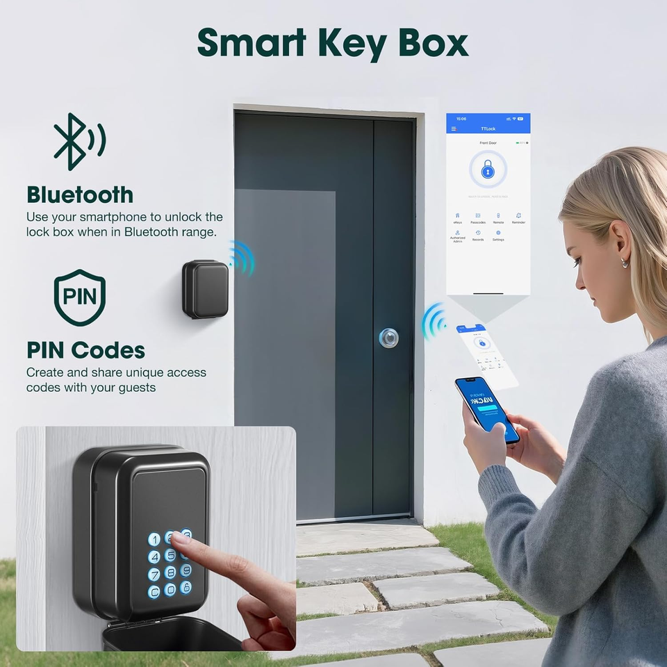 Smart Key Lock Box Electronic Bluetooth Lock Box with APP Control & PIN ...
