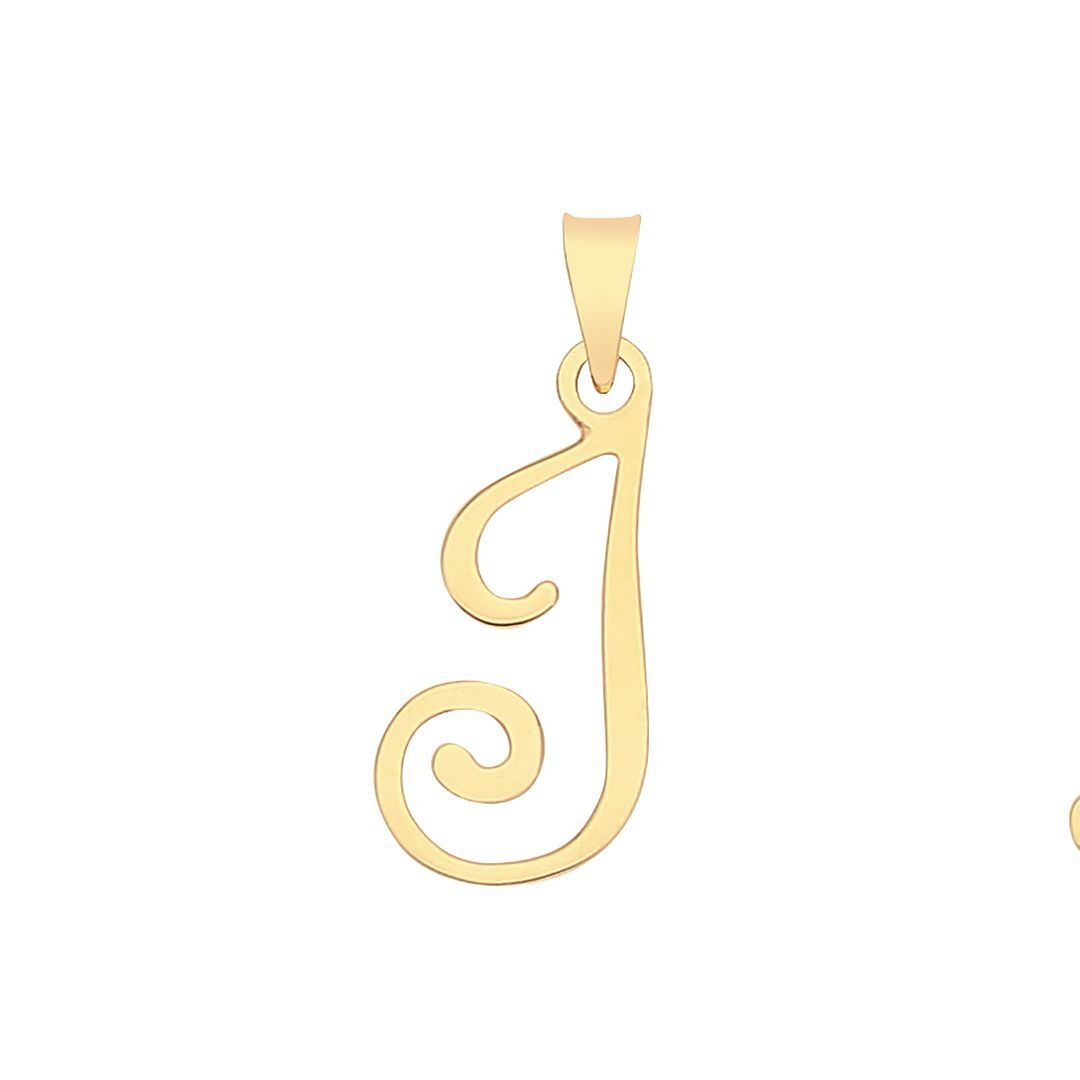 9ct Yellow Gold Script Initial I Pendant | eBay