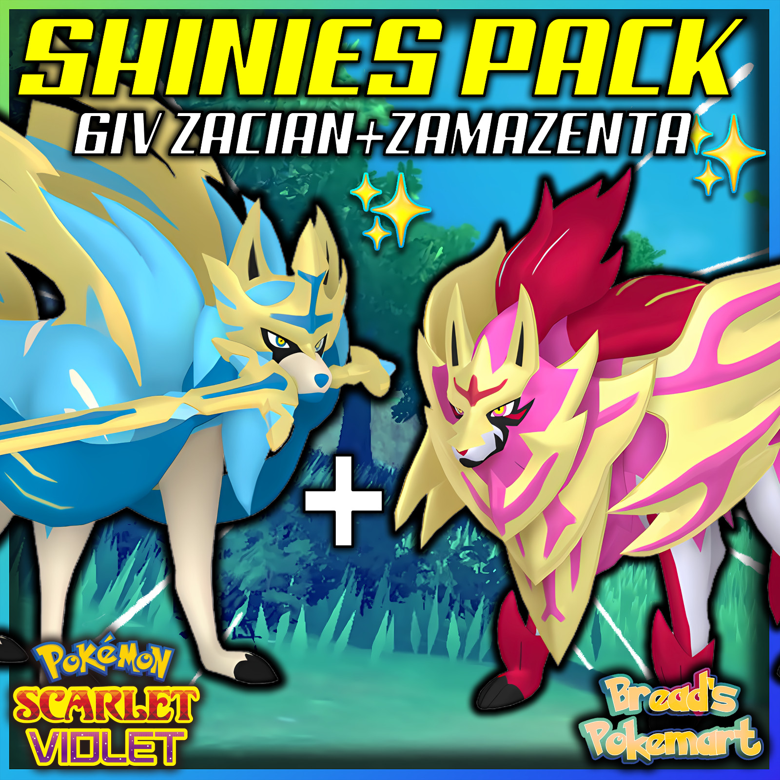 Zacian + Zamazenta Shiny 6IV Pokemon Scarlet & Violet 2-PACK Events ...