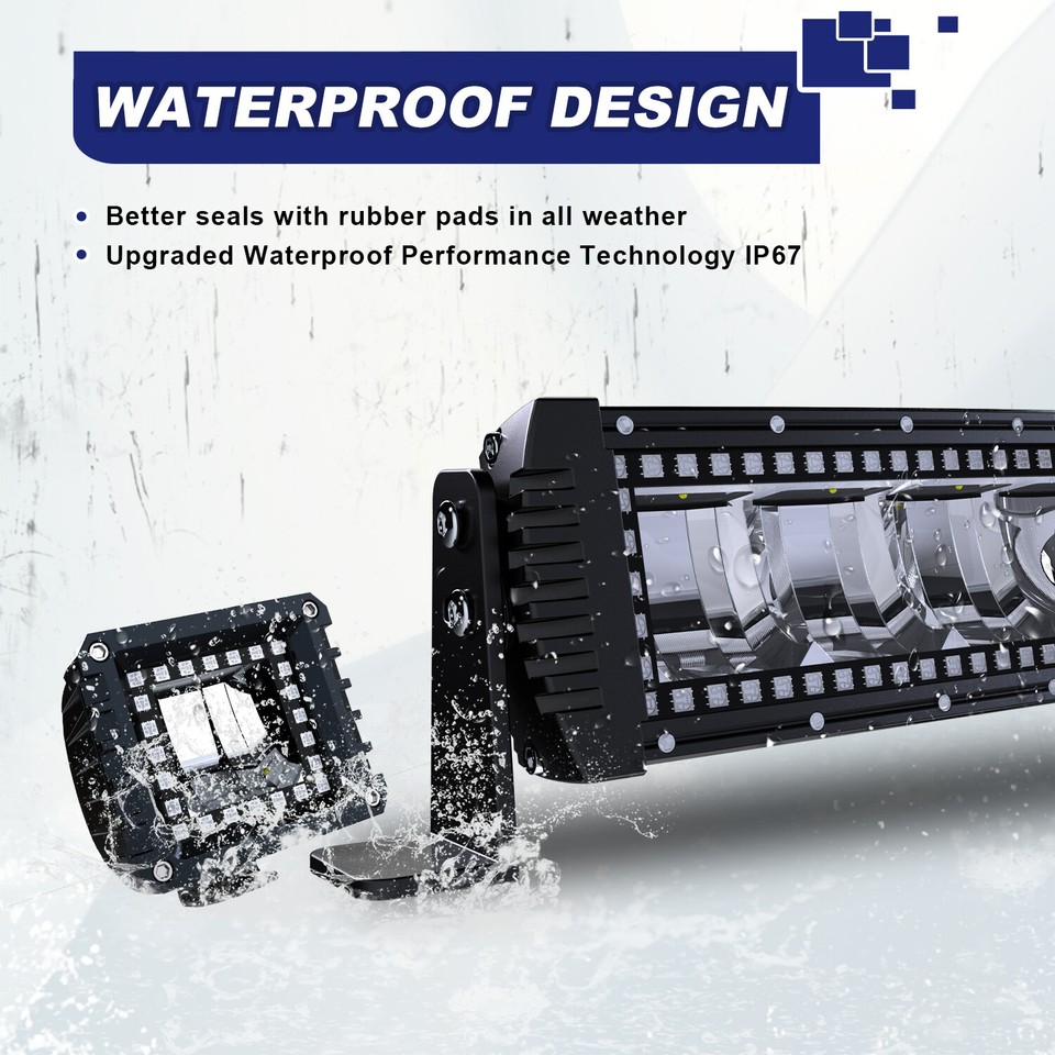 RGB Curved LED Light Bar 42Inch+4Inch RGB LED Pods For Off road Chevy ...