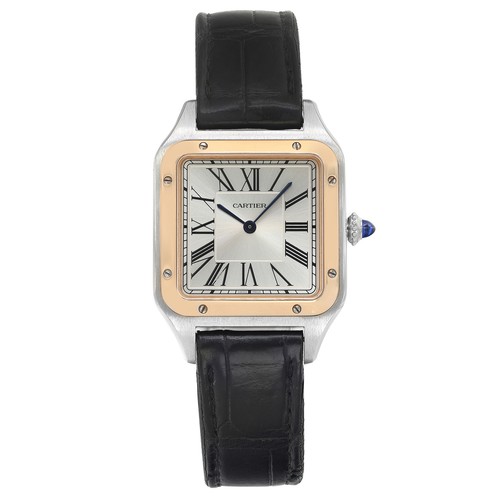 Cartier Santos-Dumont 31.5mm 18k Rose Gold Silver Dial Quartz Men Watch ...