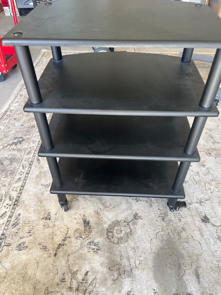 Audio Component Rack Tower Media Stereo Stand Equipment Shelves Black 4 ...