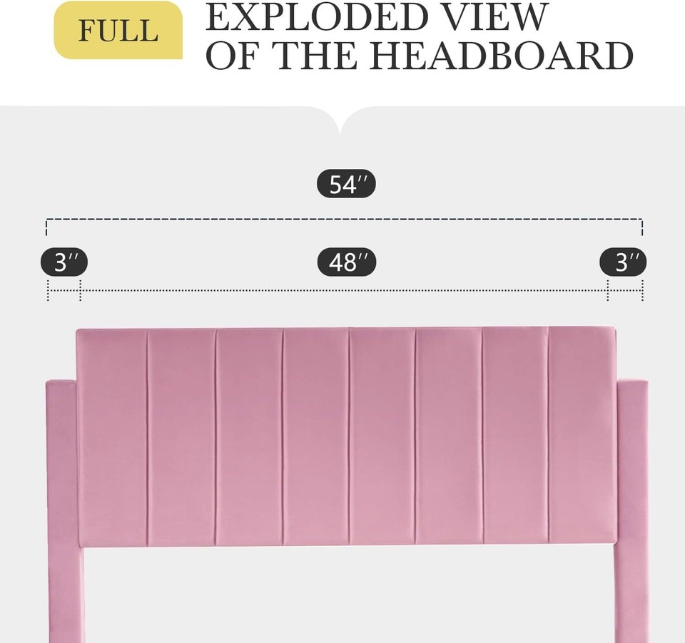 Platform Bed Frame with Velvet Upholstered Plush Vertical Channel ...