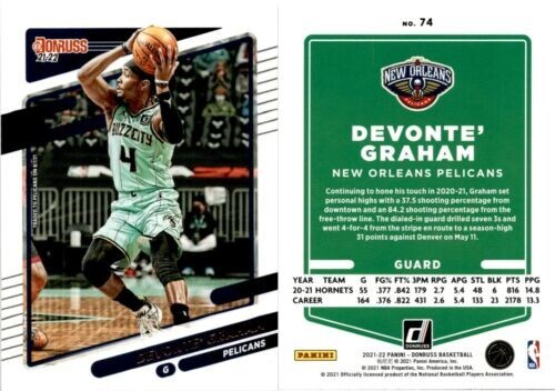 2021-22 Donruss Basketball Card 74 DEVONTE GRAHAM NEW ORLEANS PELICANS | eBay