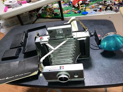 Vintage Polaroid Automatic 100 Land Camera W/Accessories Flash Manual ...