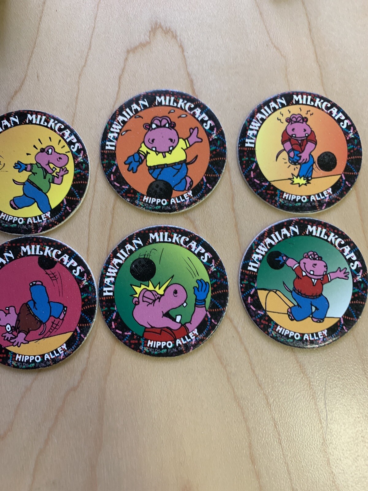 Set Of Six Hippo Alley Hawaiian Milkcaps Pogs | eBay